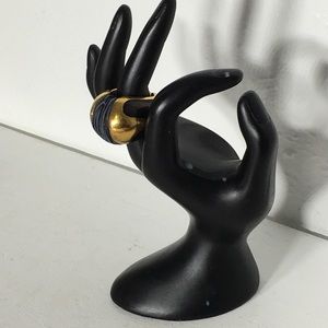 Jewelry | Vintage Gold Tone Black Rope Ring | Poshmark